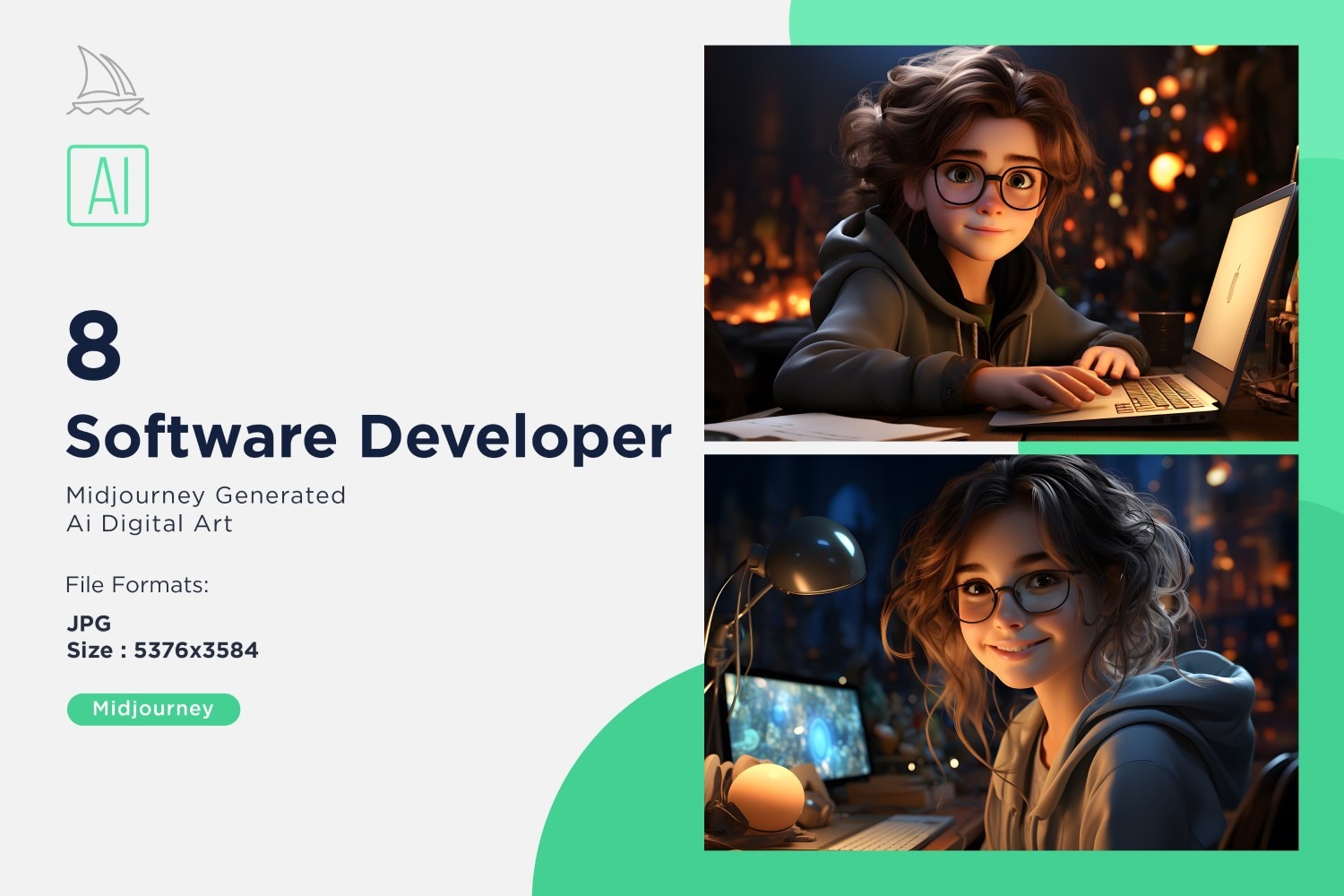 3D Pixar Character Child Girl Software Developer with relevant ...