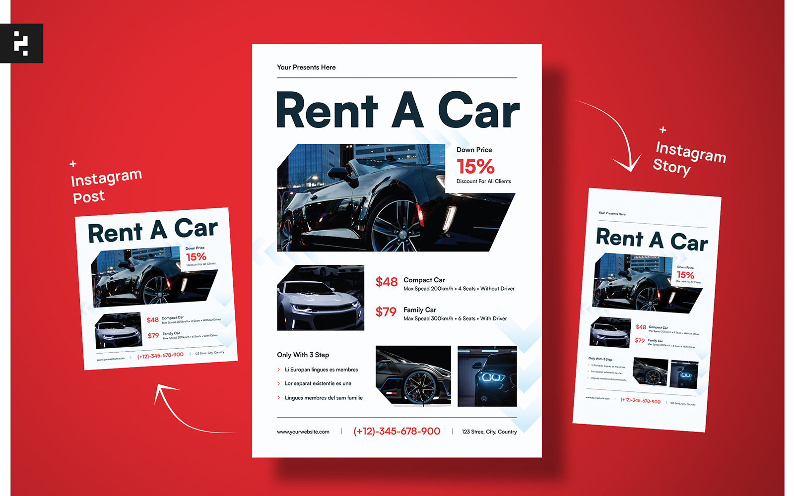 Simple Car Rent Flyer Template #433378 - TemplateMonster