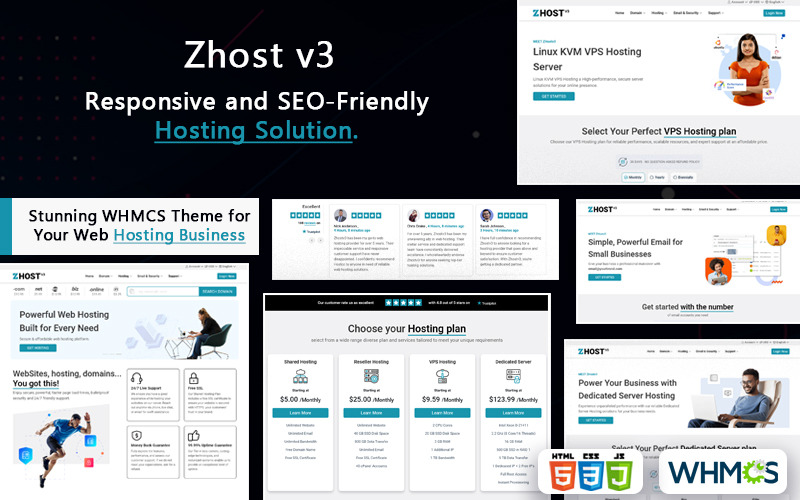 Zhostv3 WHMCS and HTML Theme #433323 - TemplateMonster