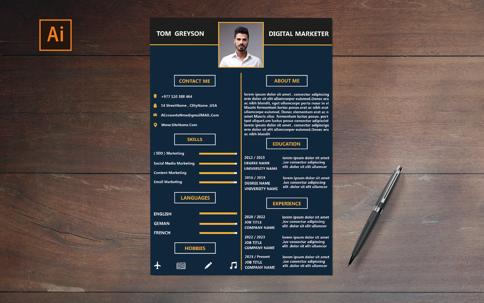 Free Digital Marketer CV Template #434287 - TemplateMonster