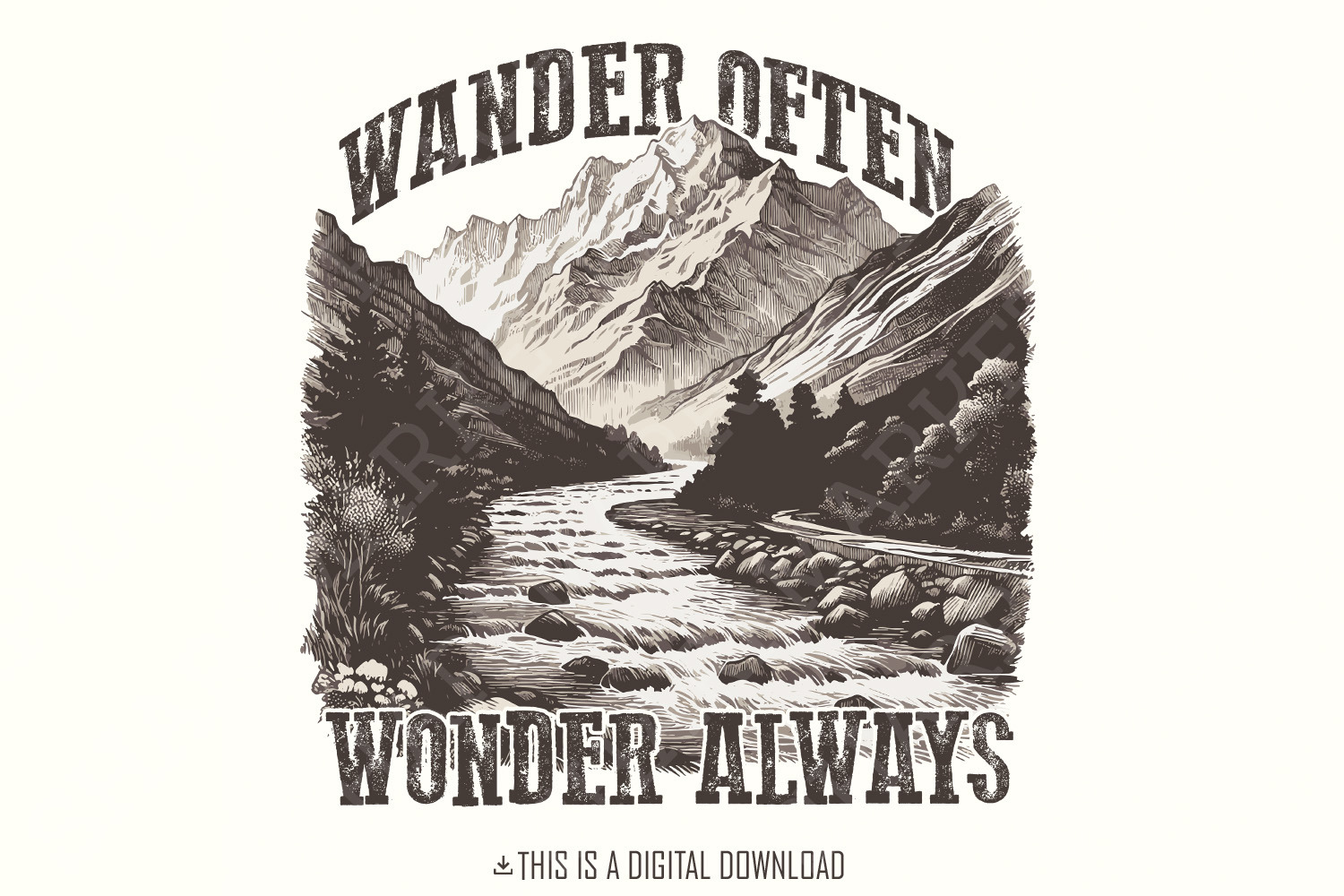 Wander Often Wonder Always PNG, Retro Mountain Png, Wanderer Png, Mountain Girl Png, Boho Design