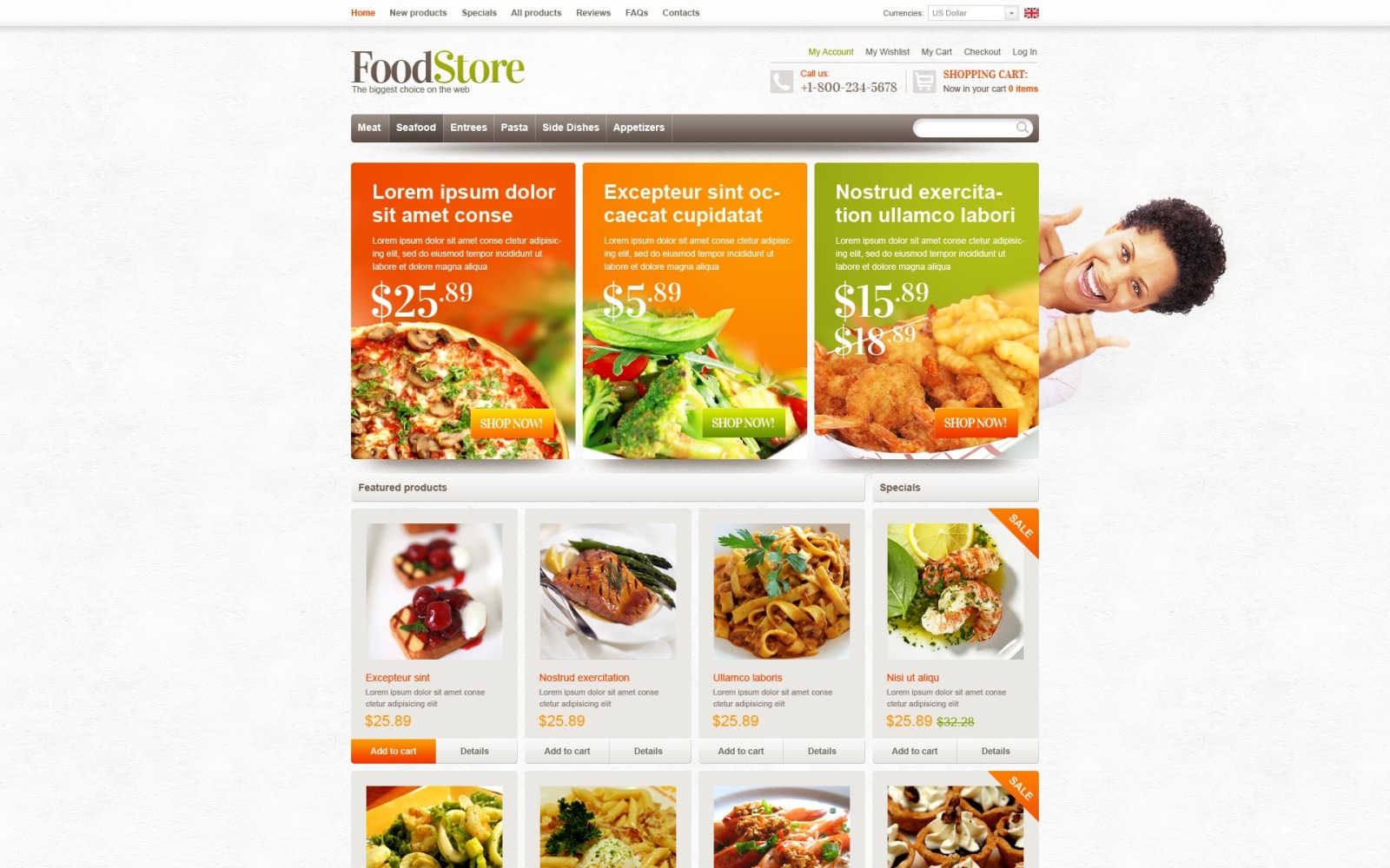 Food Store ZenCart Template #43748 - TemplateMonster