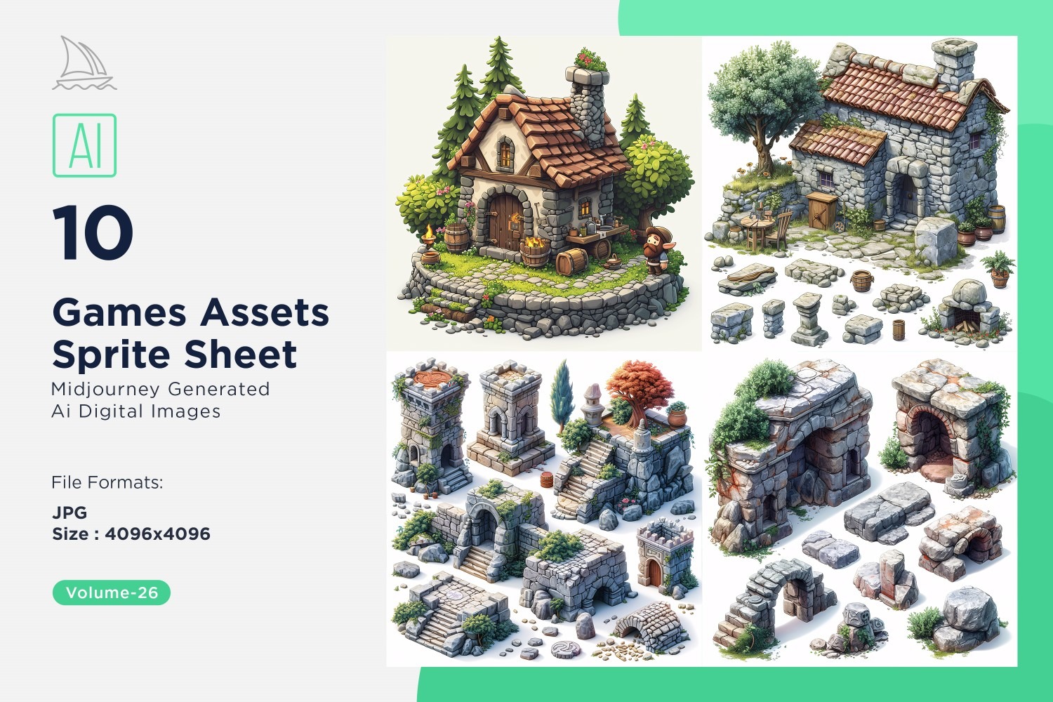 Games Assets Sprite Sheet on White Background Set 26