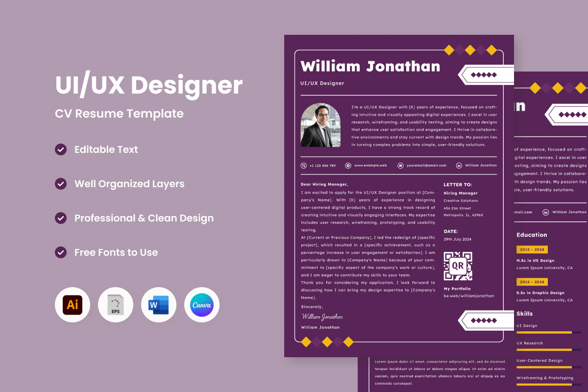 Creative CV Resume UI UX Designer V10 - TemplateMonster