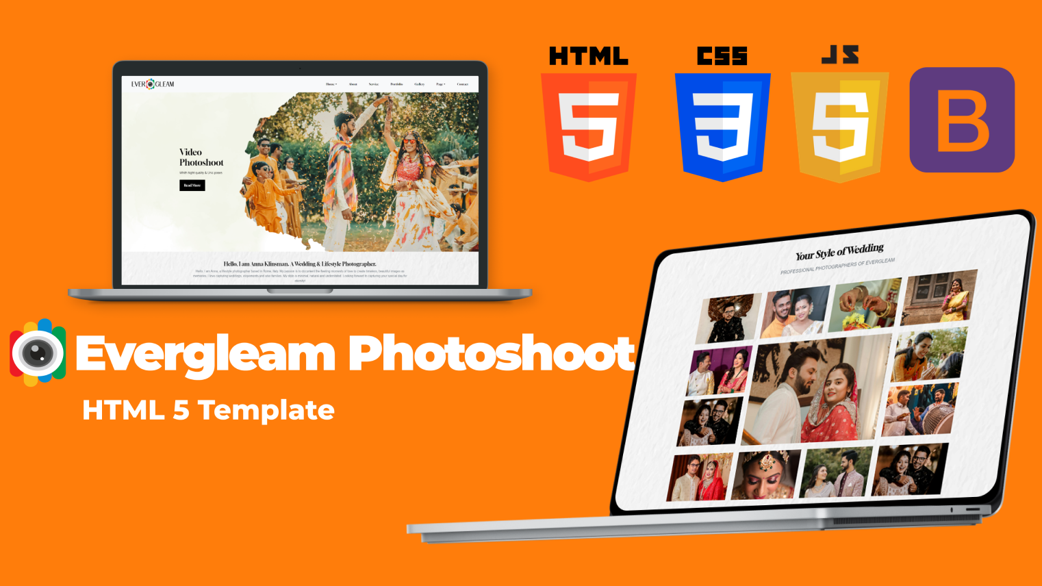 Evergleam Wedding Photography HTML Template - TemplateMonster