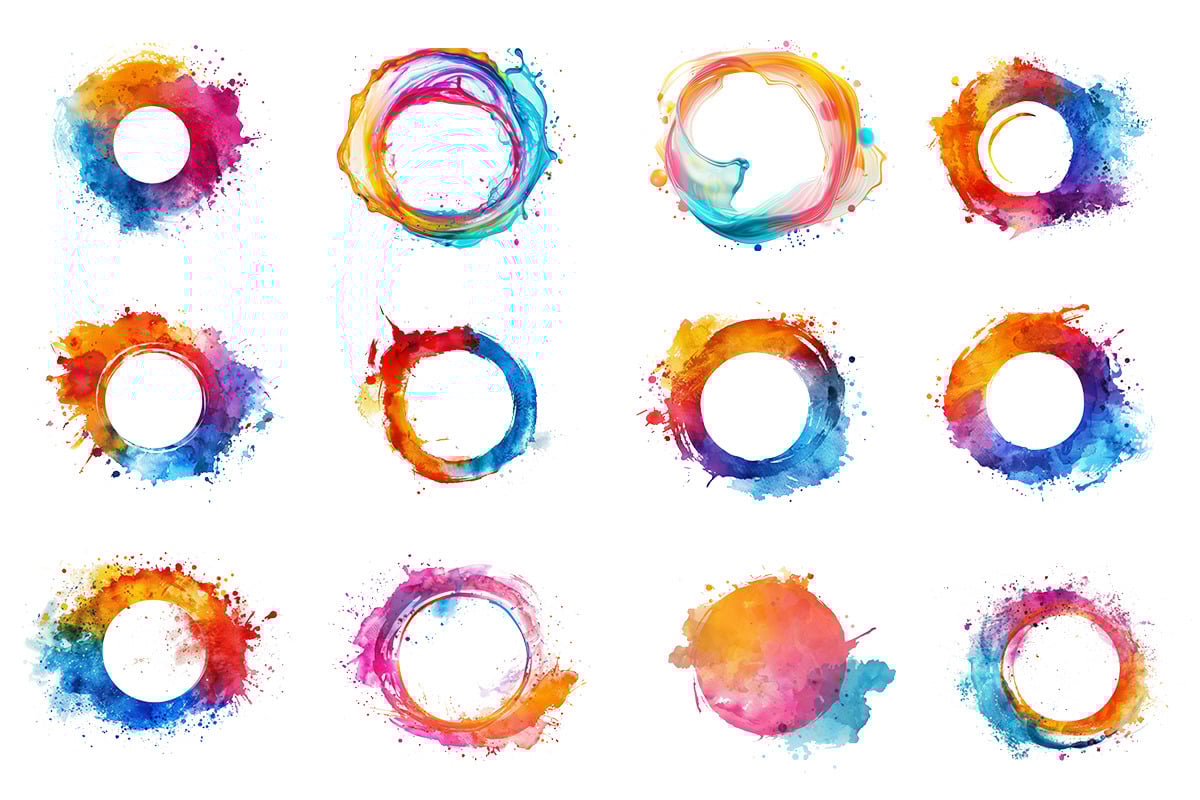 Colorful ink paint splatter splash, Watercolor splatter brush strokes ...