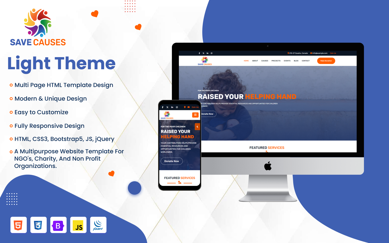 Save Causes NGO Multipage HTML and Bootstrap5 Website Template
