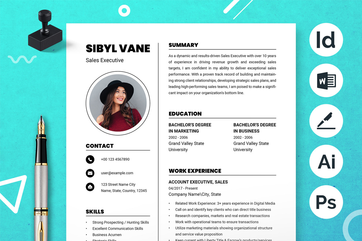 Classic Resume Template Layout #439813 - TemplateMonster
