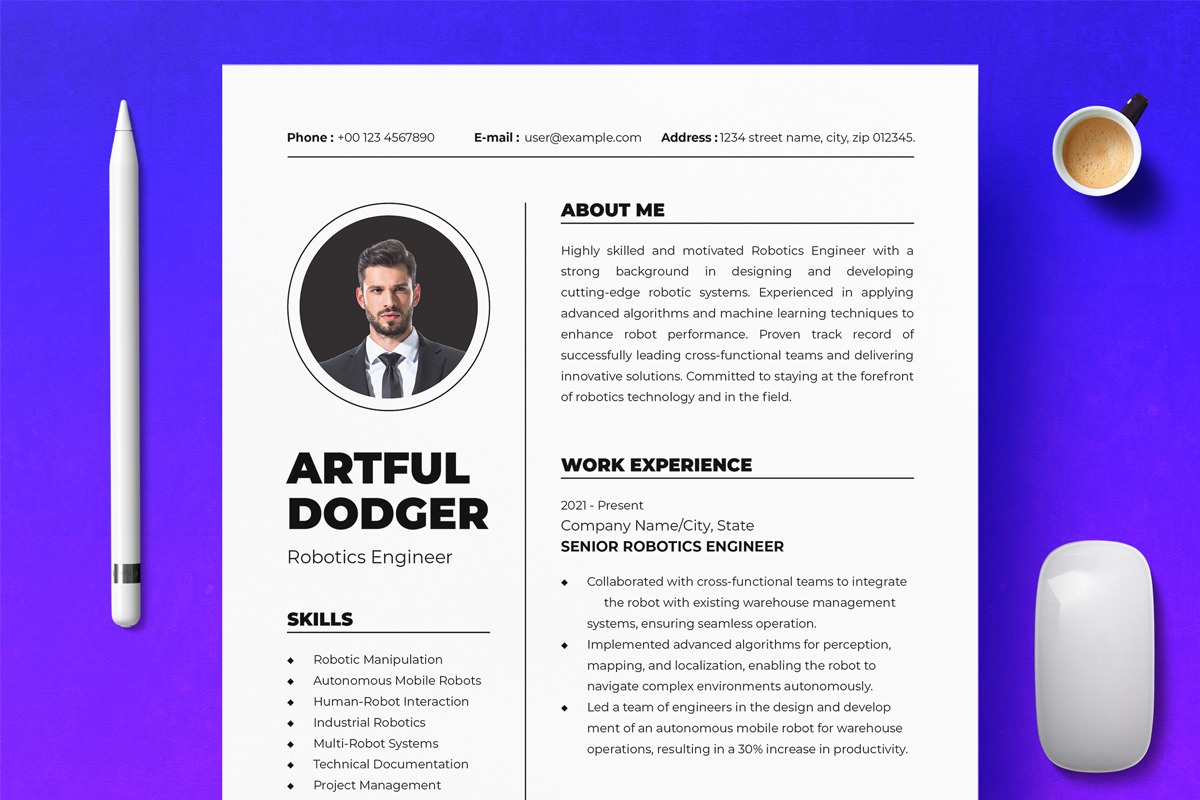 Clean And Simple Resume Template Design - TemplateMonster