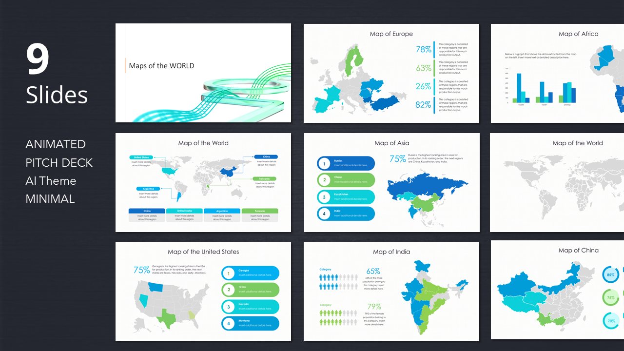 Ultimate Maps collection world map PPT deck template slides