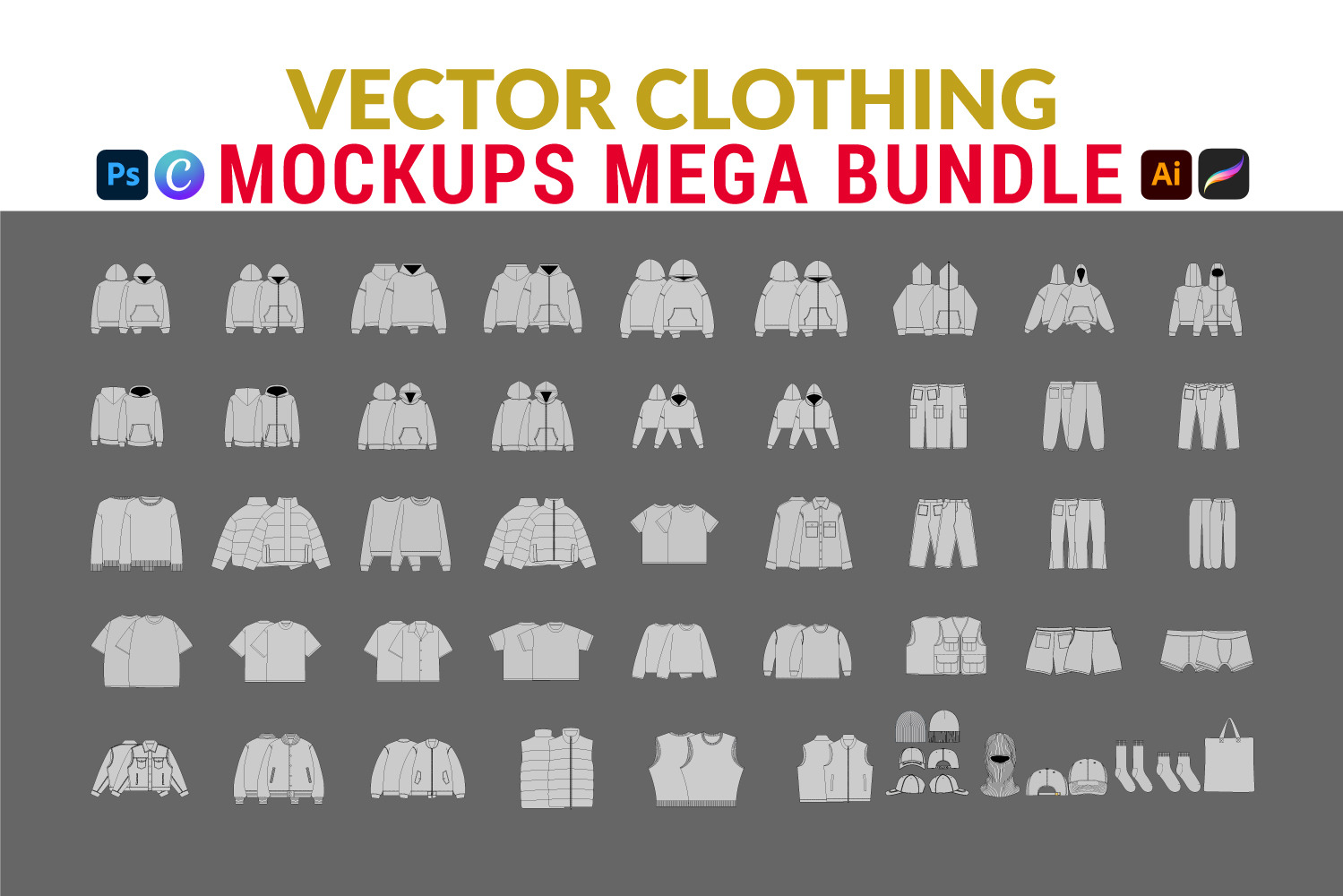 Vector Clothing Mockups Mega Bundle #442129 - TemplateMonster