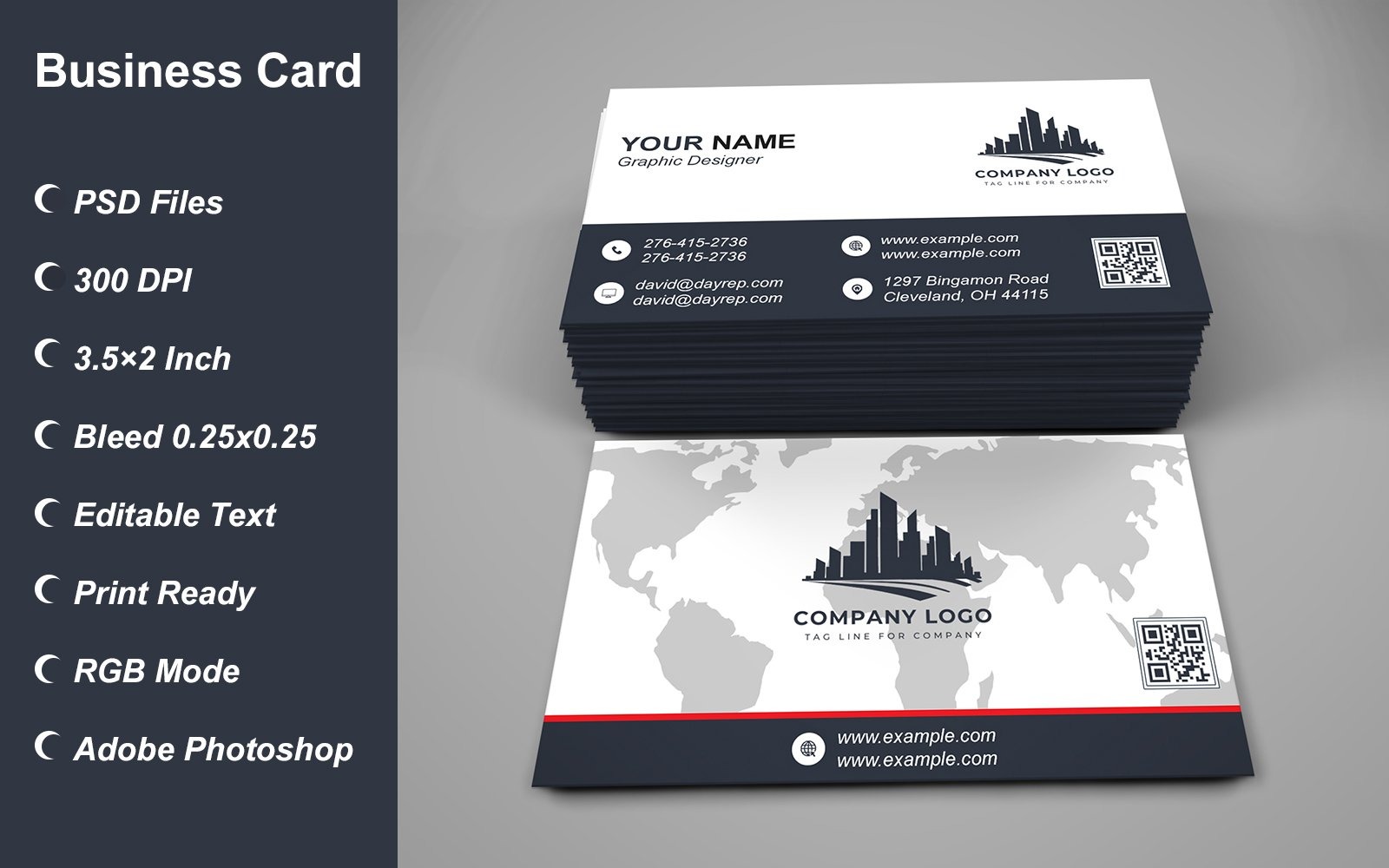Visiting Card - Business Card - E-card Template with Customizable ...