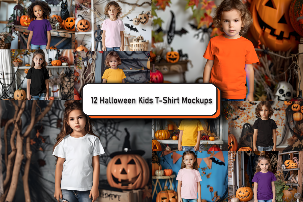 Halloween Kids Bella Canvas 3001 Mockup Bundle