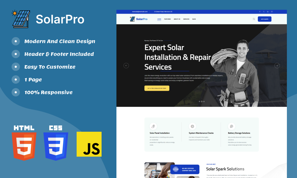 SolarPro - Solar Energy HTML5 Bootstrap Landing Page