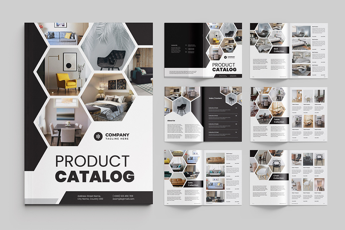 Furniture product catalog layout design product catalog template