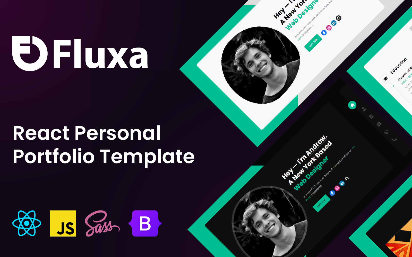 Fluxa - React Personal Portfolio Template - TemplateMonster