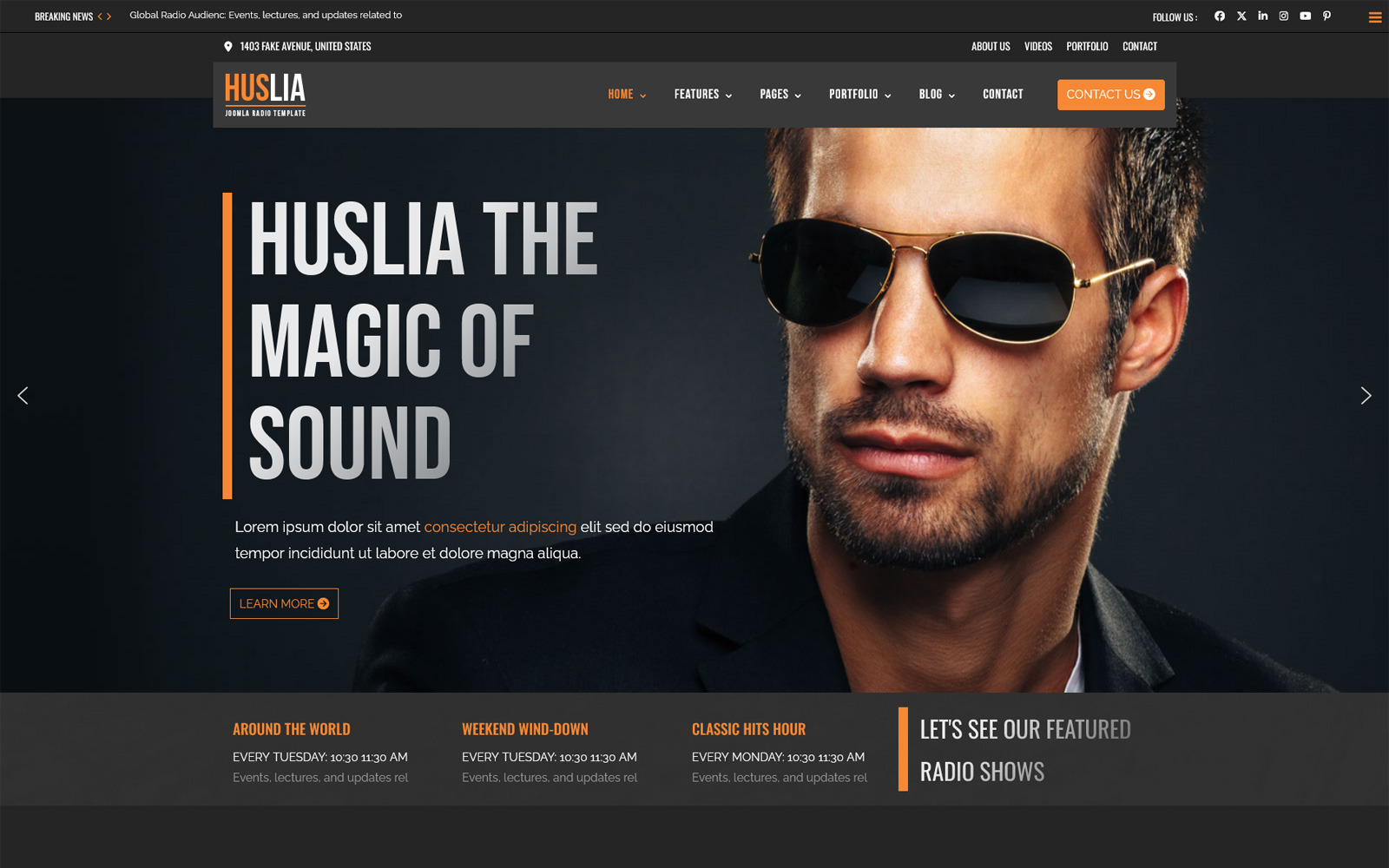 Huslia Music and Radio Joomla Template - TemplateMonster