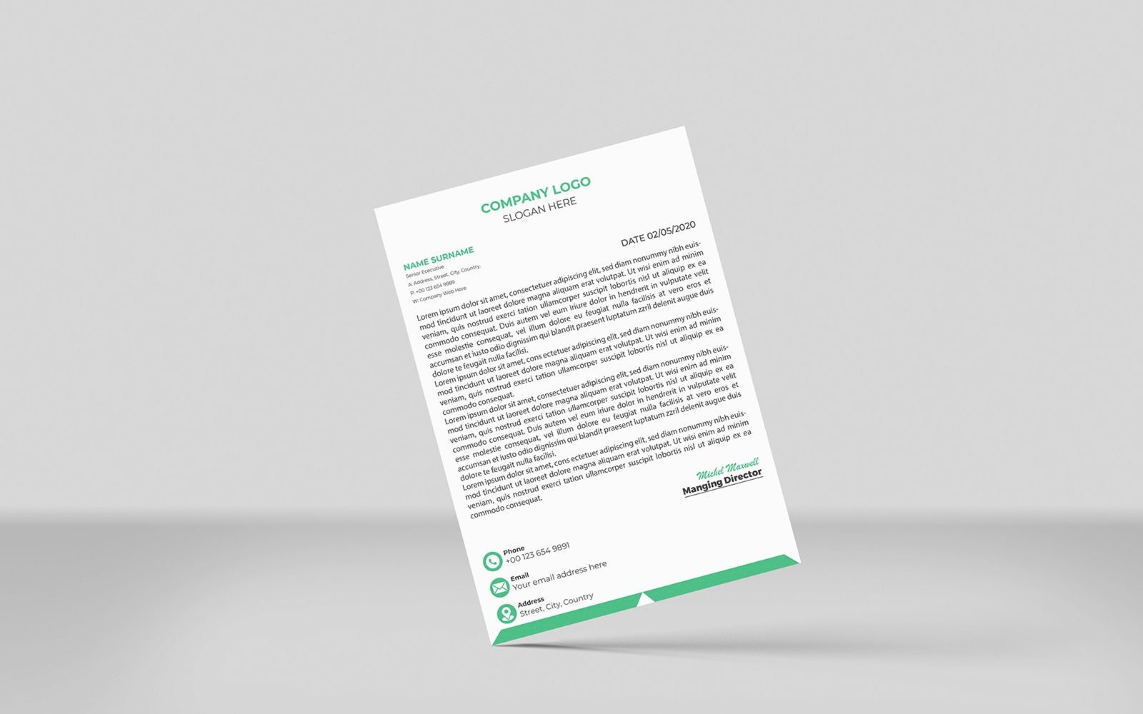 Minimalist Letterhead, Letterhead Sample, Modern Letterhead Sample Design