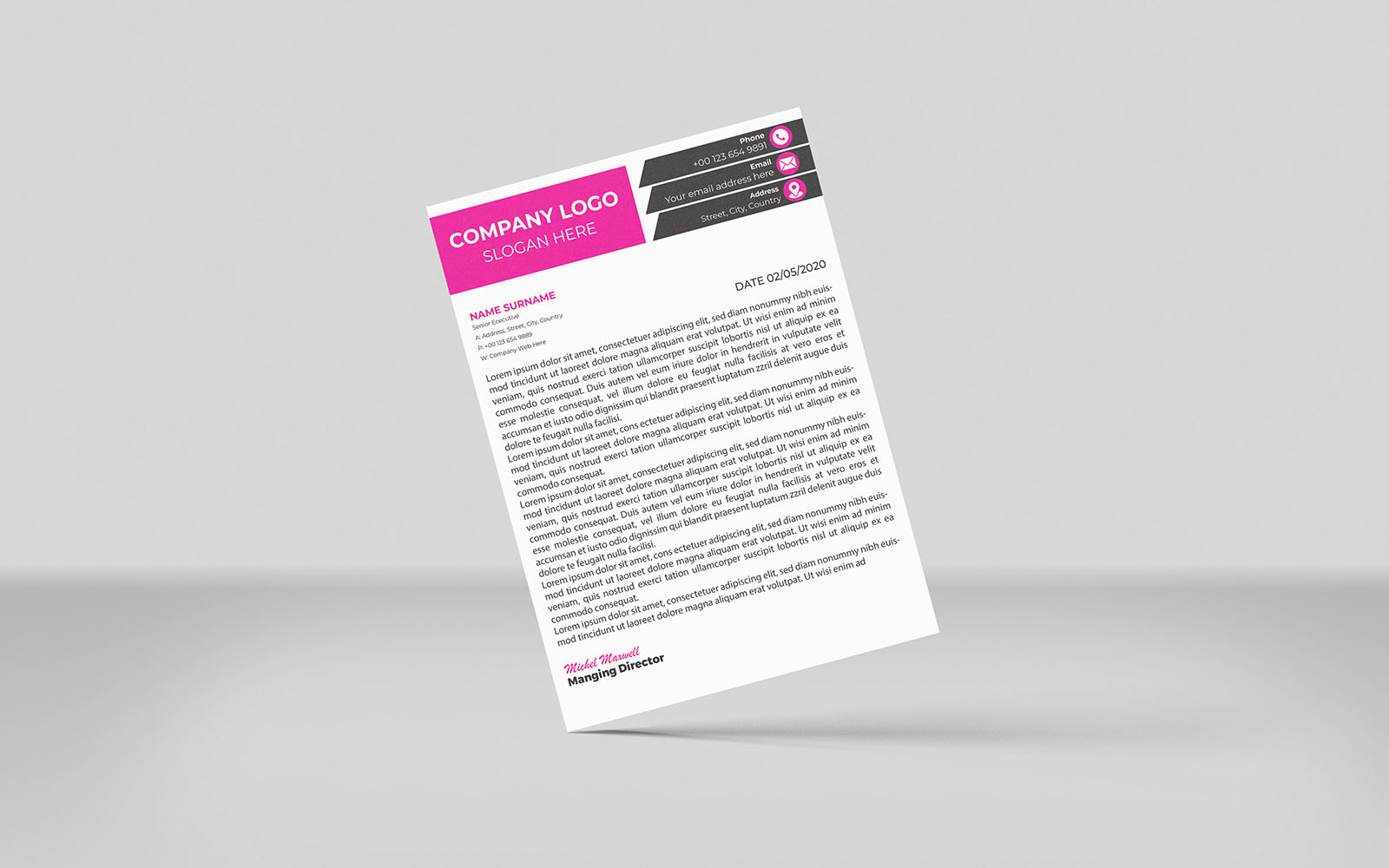 Minimal Frame Letterhead Template Design - TemplateMonster