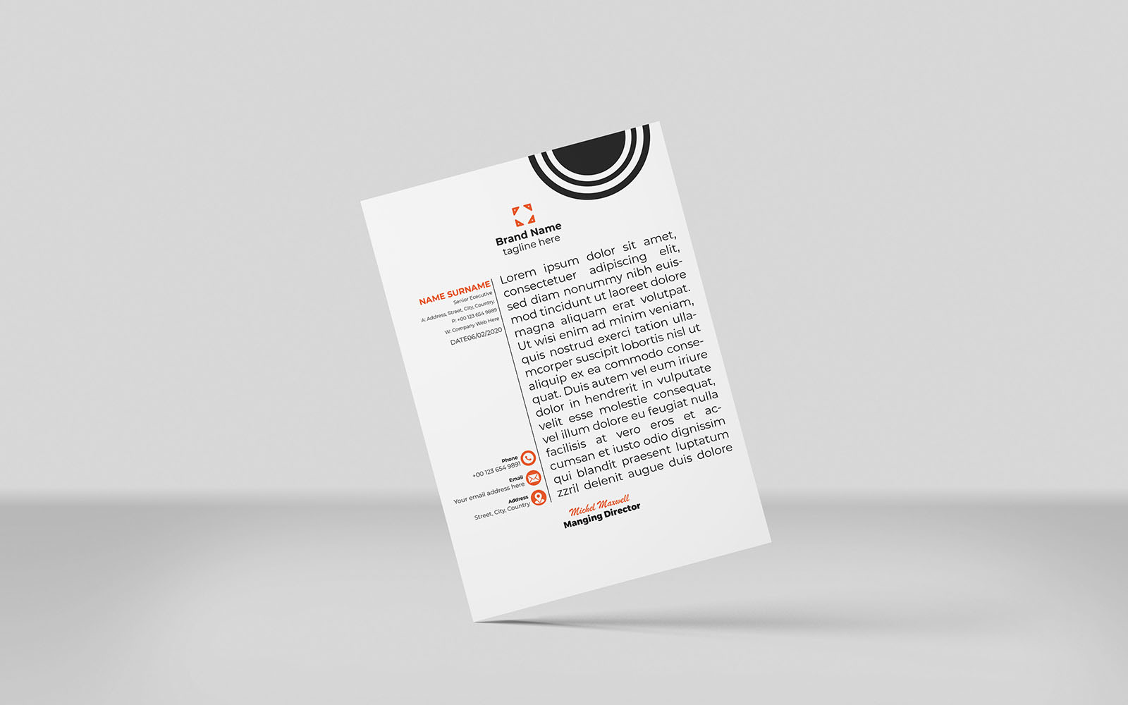 Creative Letterhead Block And Orange Color Corporate Letterhead ...