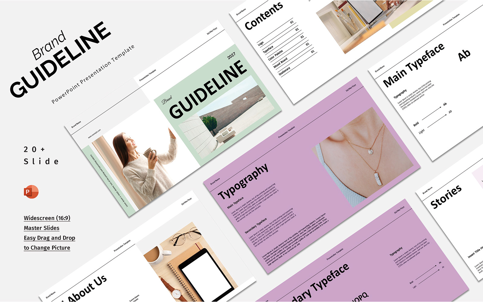 Brand Guideline PowerPoint template - TemplateMonster