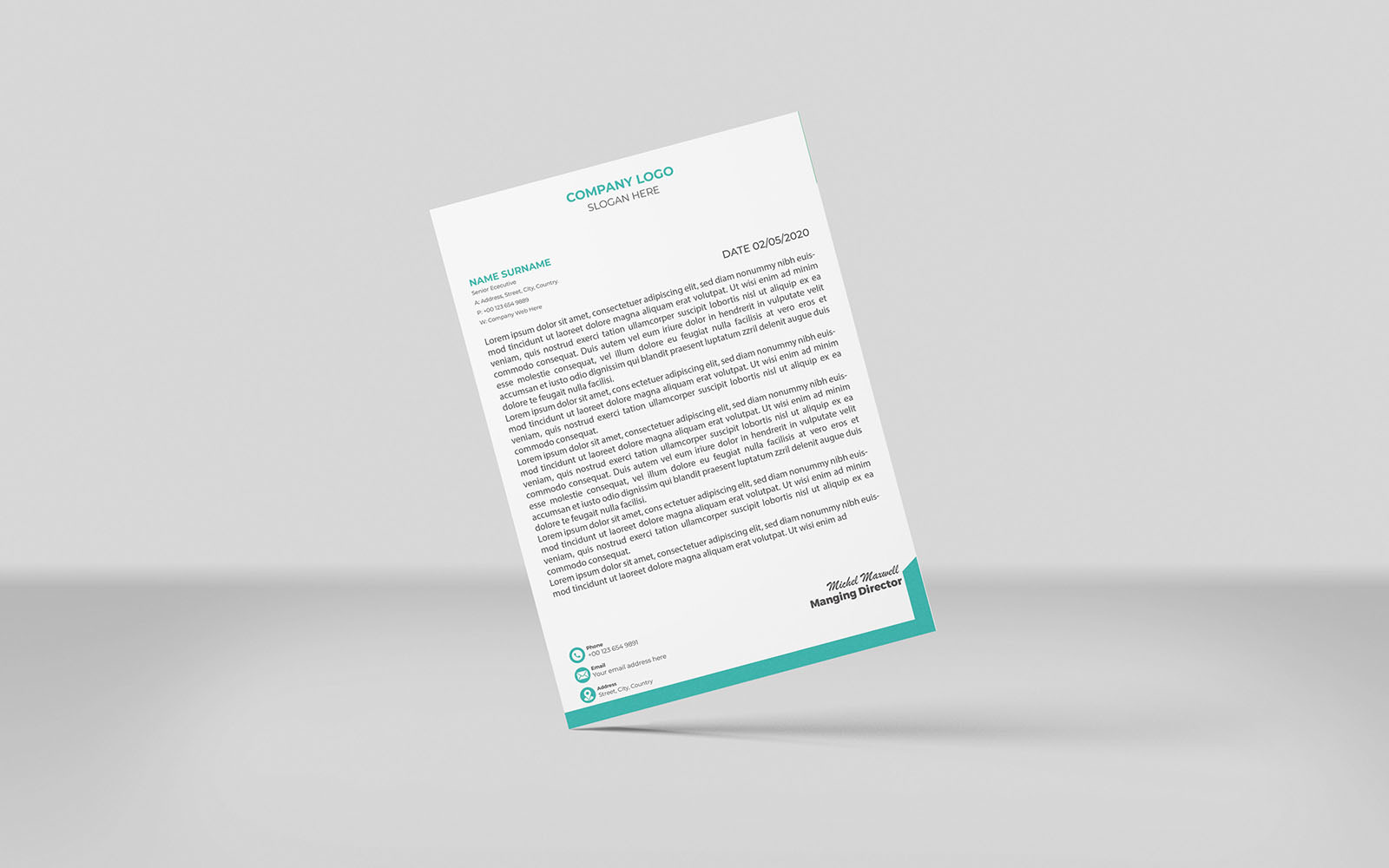 Teal black Colors 2 Creative Letterhead Corporate Letterhead Identity ...