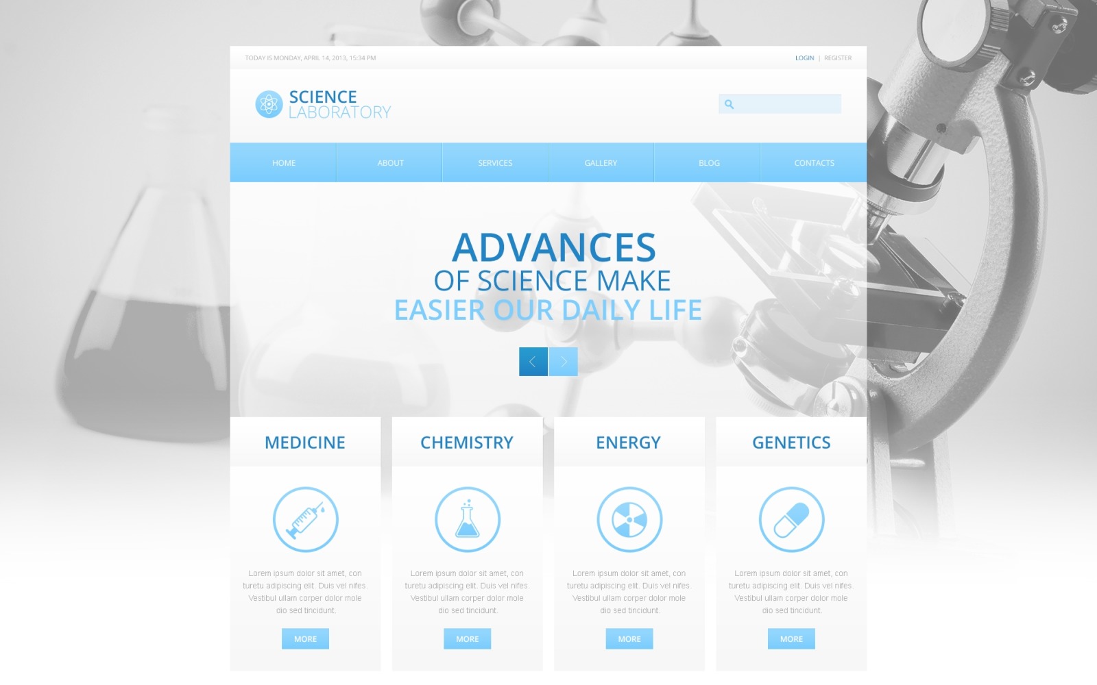 Science Lab Drupal Template #45593 - TemplateMonster