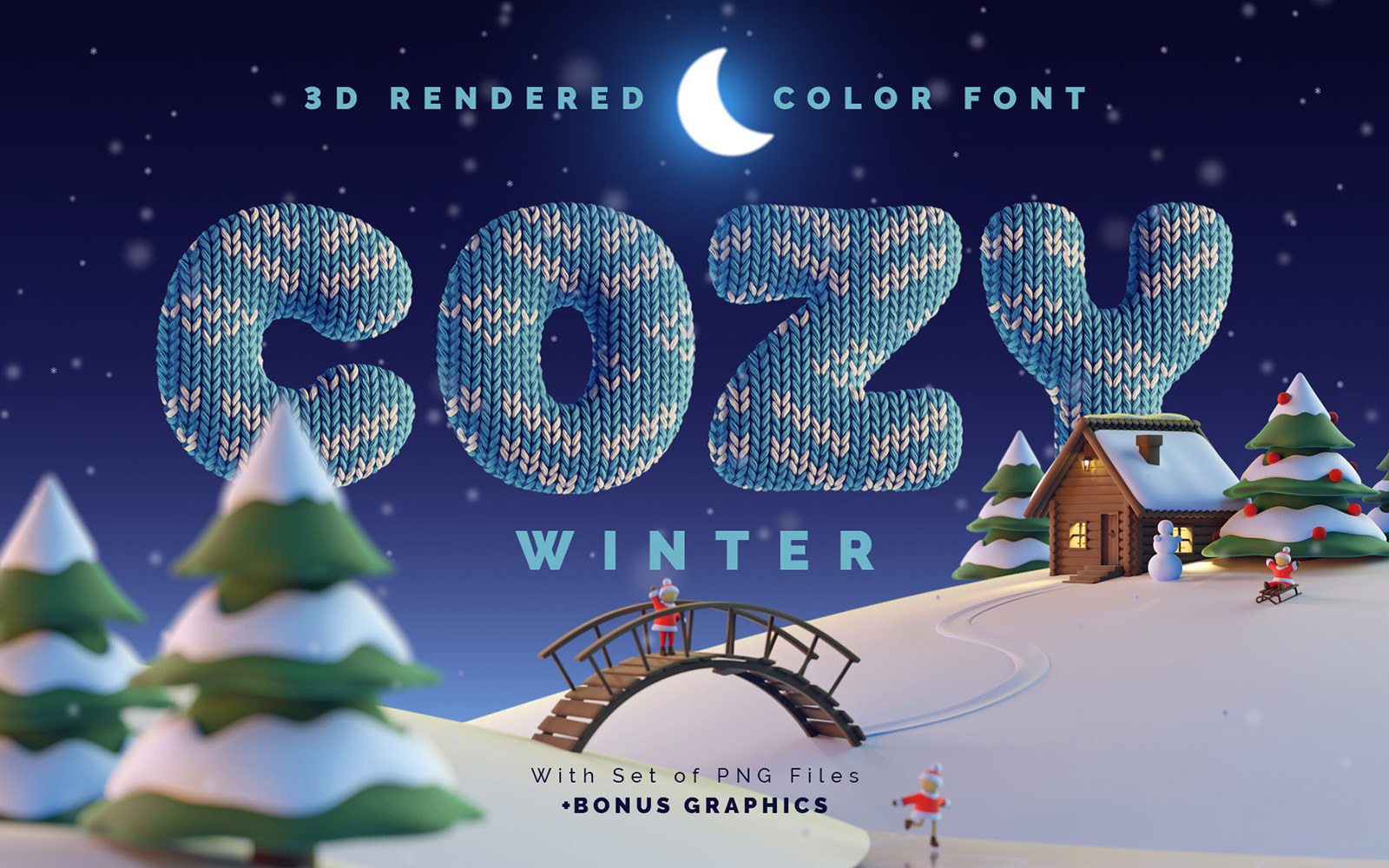 Cozy Winter — Color Bitmap Font #455698 - TemplateMonster