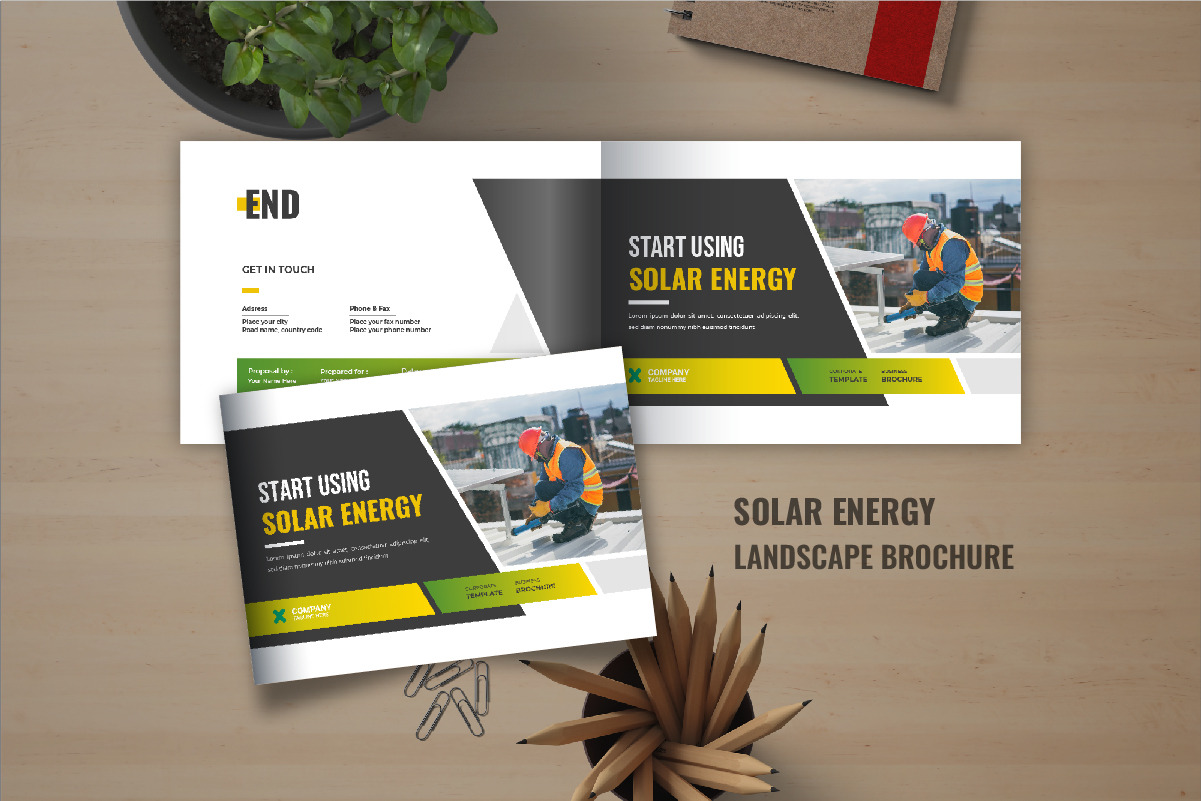 Solar energy landscape brochure or landscape company profile brochure ...