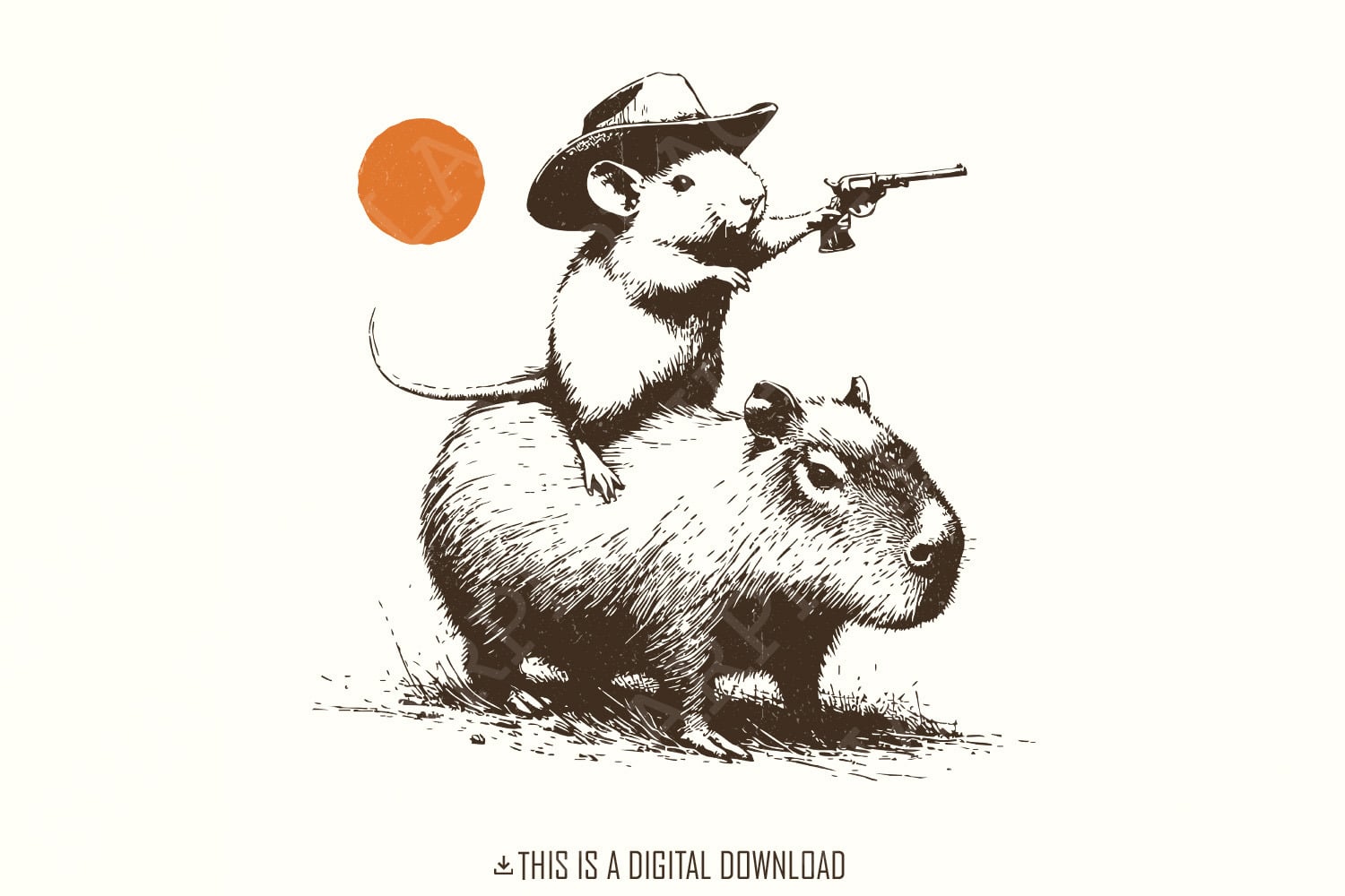 Funny Rat Riding Capybara Sketch, Vintage Animals png, Cute Capybara ...