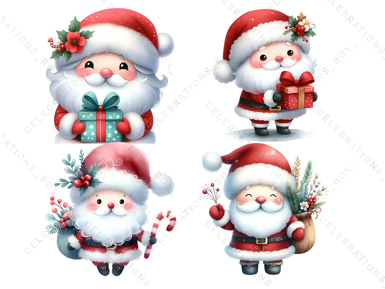 Watercolor Santa Claus Clipart Santa PNG - TemplateMonster
