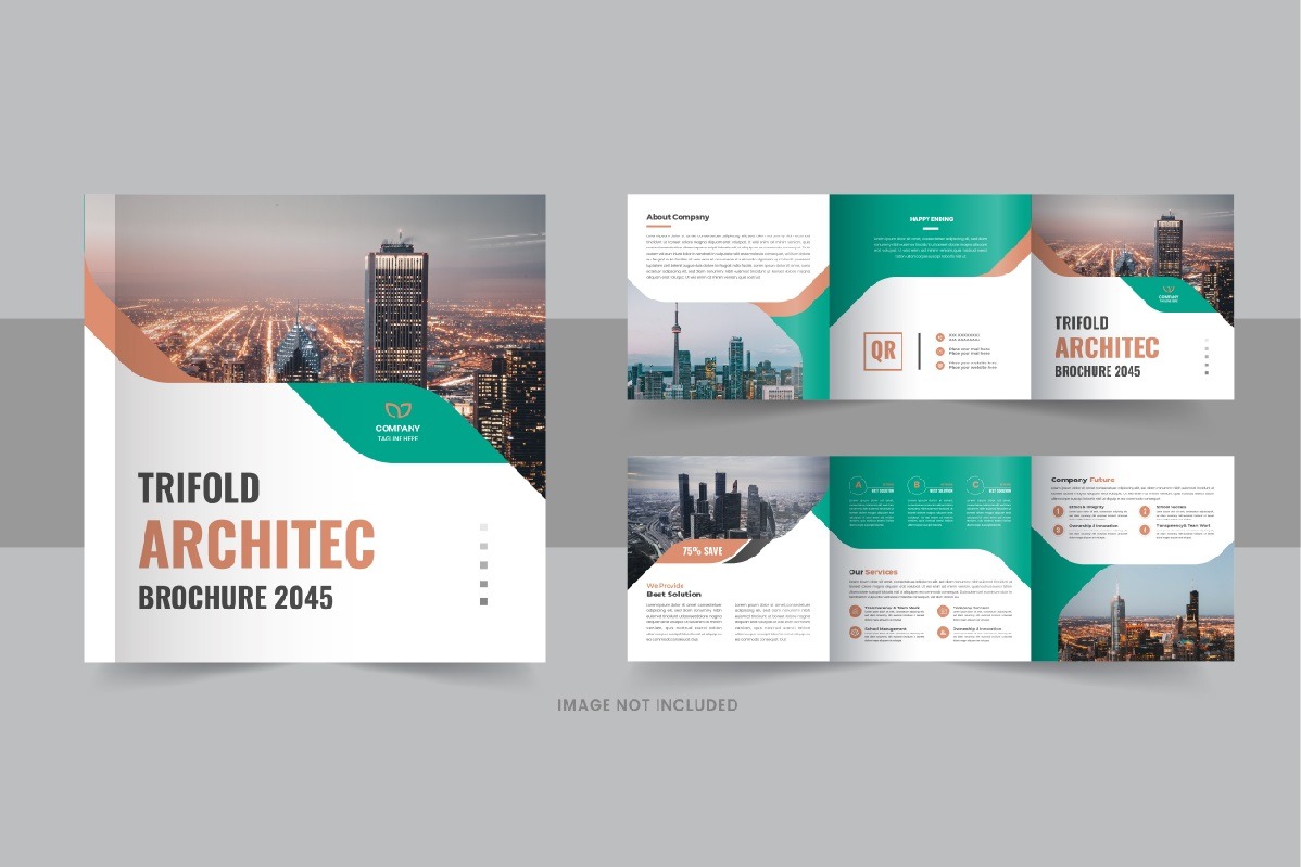 Architecture square trifold brochure or Square trifold architecture ...