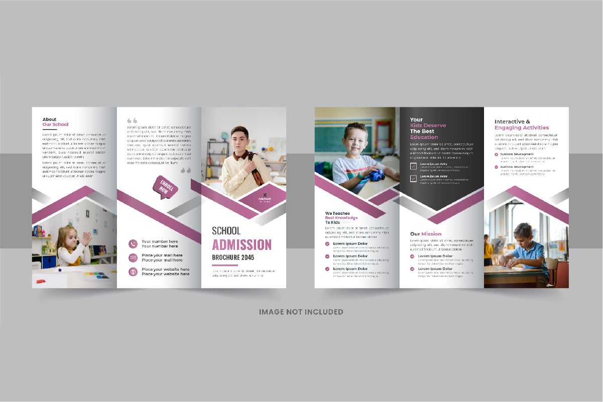 Kids back to school admission trifold brochure, International school ...