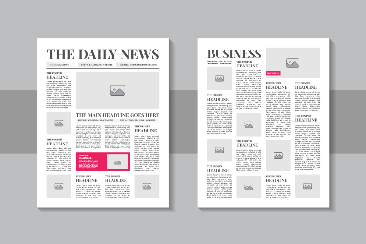The daily news layout design, newspaper template or vintage newspaper ...