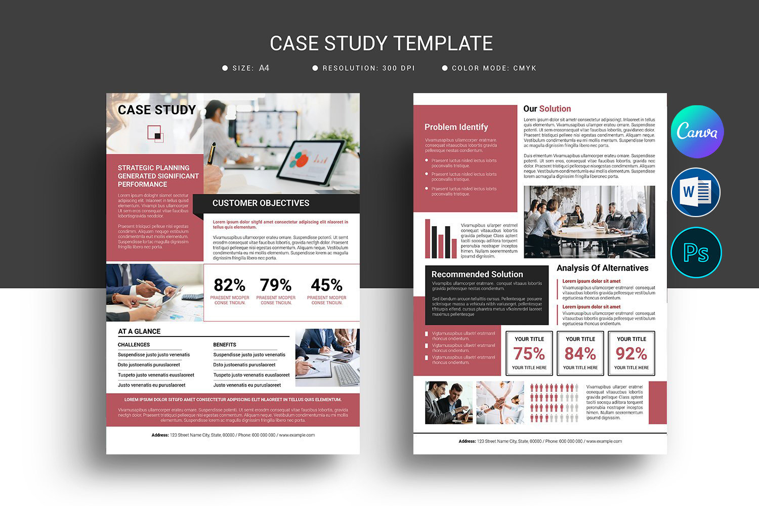 Printable Case Study Flyer. Canva, Word & Psd