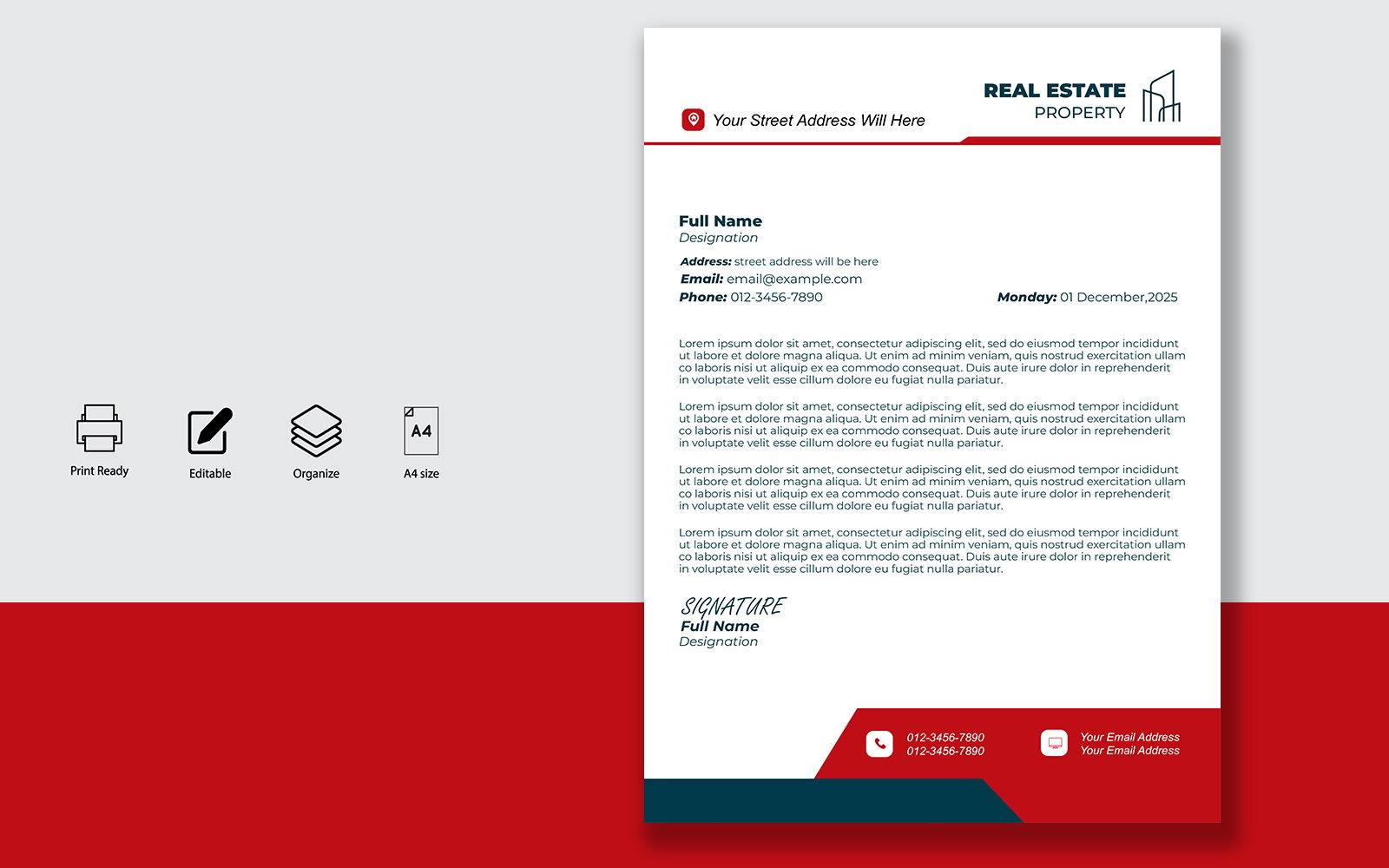 Letterhead Design Template for Official Letters - Product - 021