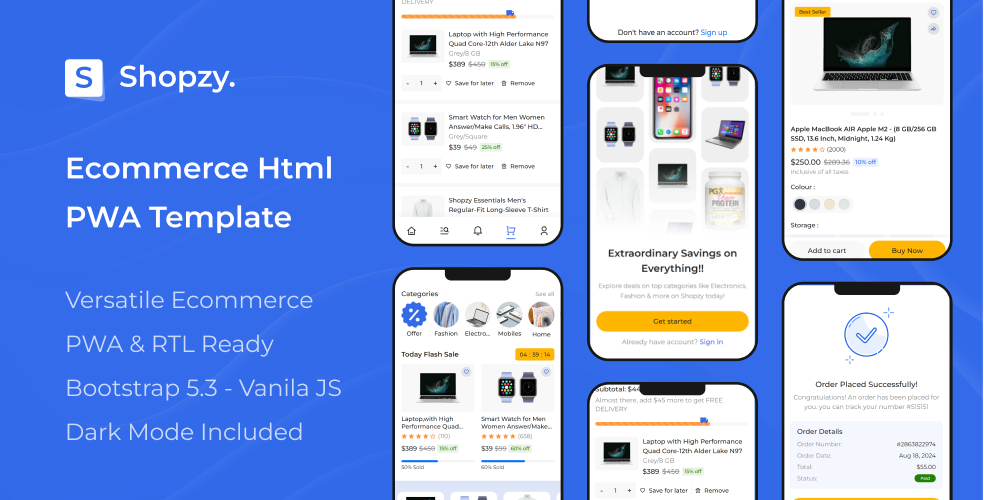 Shopzy - Ecommerce Html PWA Mobile Kit - TemplateMonster