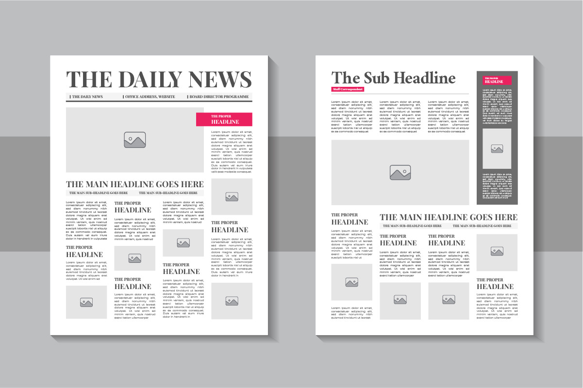 The daily news layout design, Print ready vintage newspaper template ...