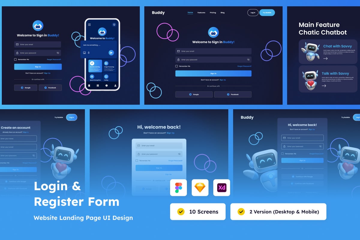 Chatbot A.I Login and Register Design - TemplateMonster