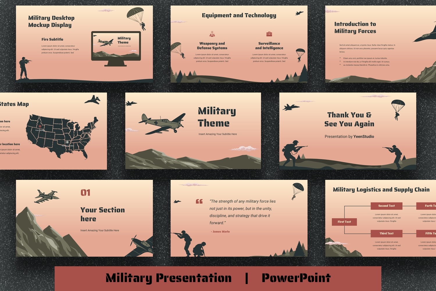 Modèle de présentation PowerPoint militaire - TemplateMonster