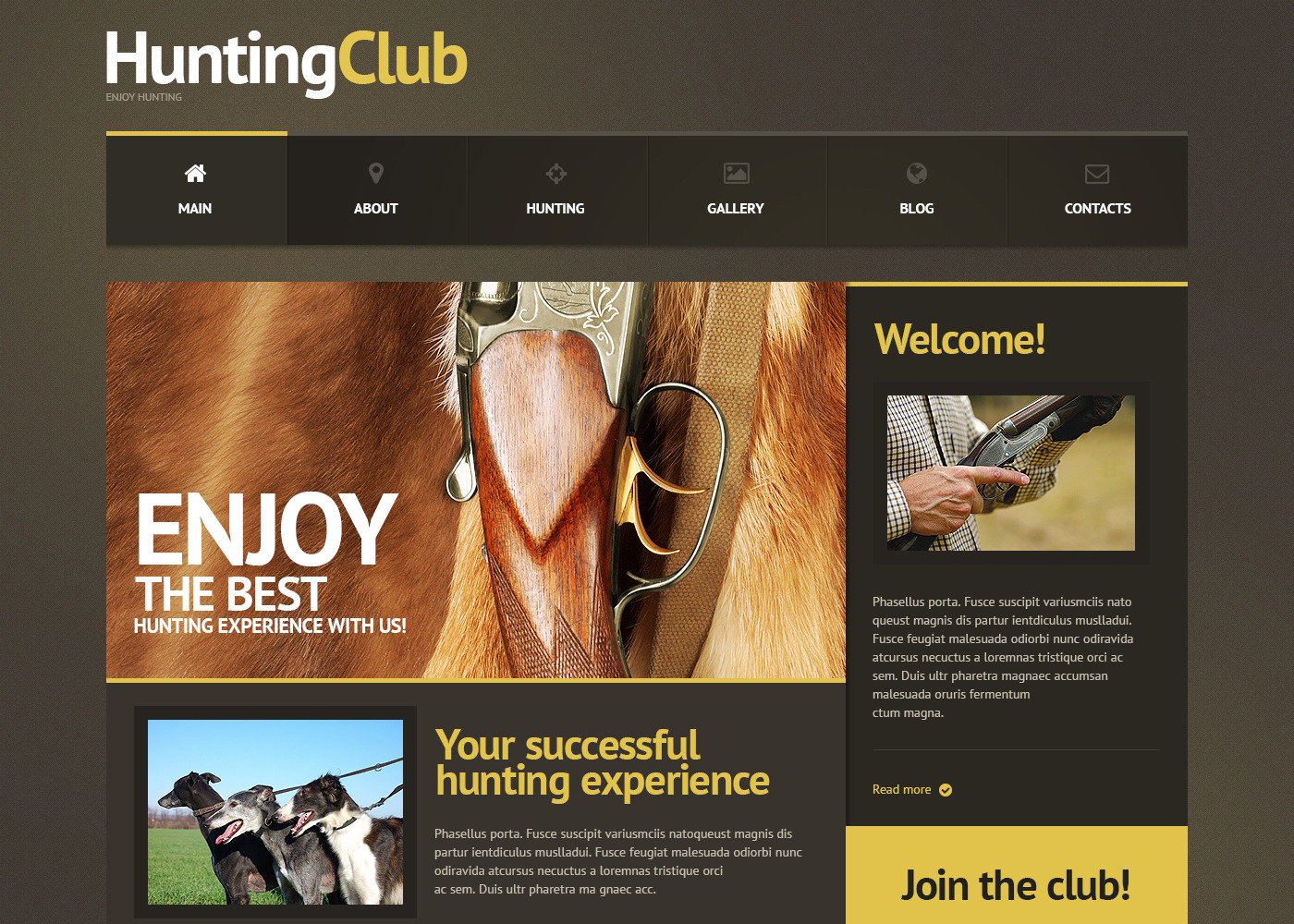 Hunting Responsive WordPress Theme #47233 - TemplateMonster
