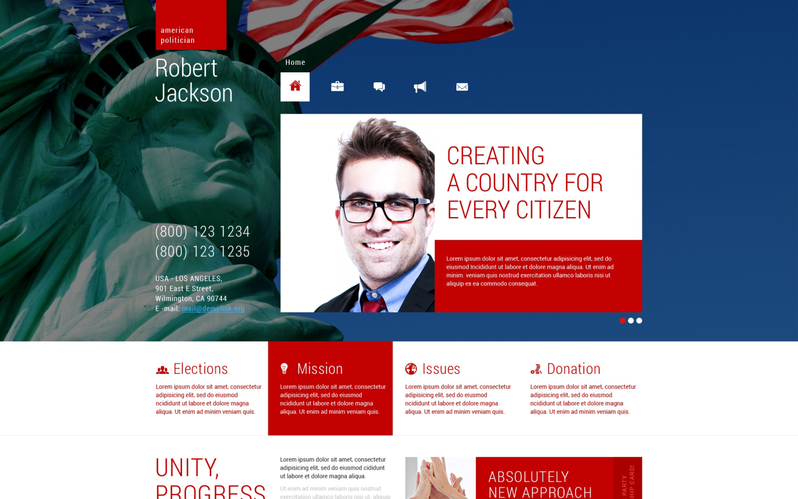 Political Candidate Responsive WordPress Theme
