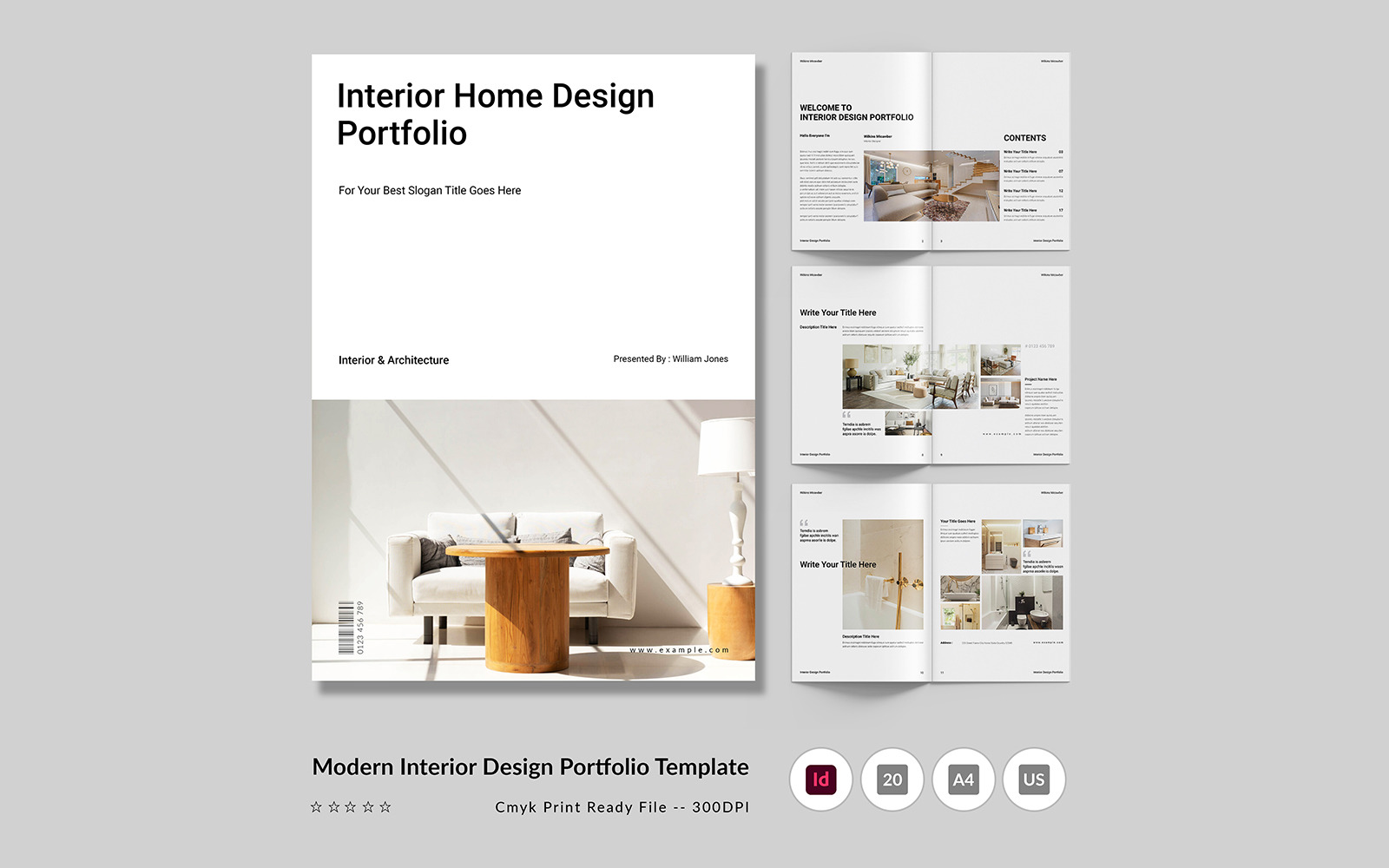Interior Design Portfolio Template Layout - TemplateMonster