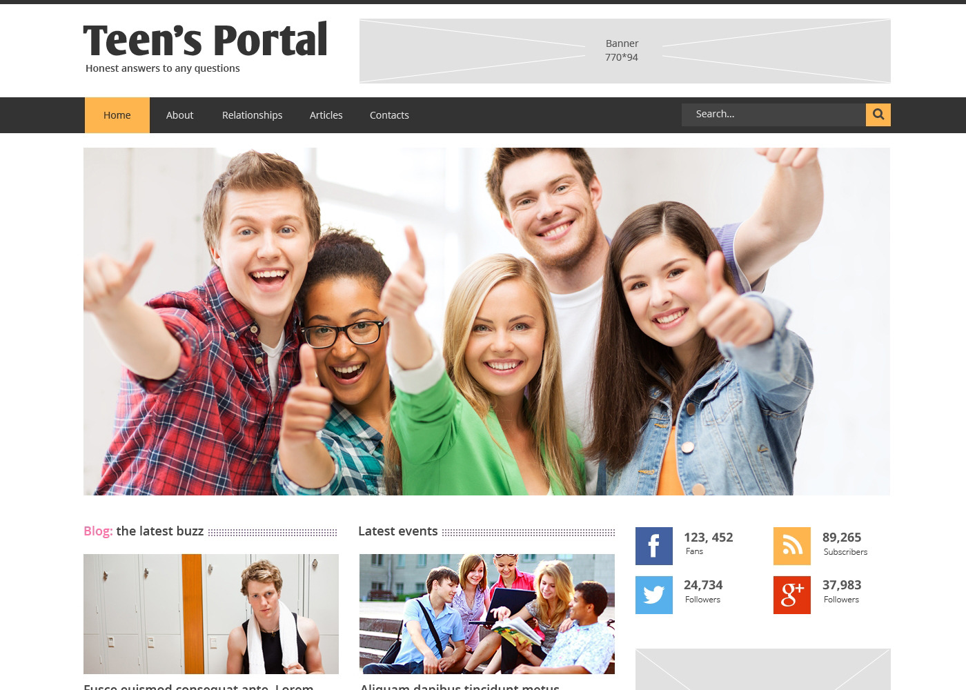 Teen Club Responsive Website Template - TemplateMonster