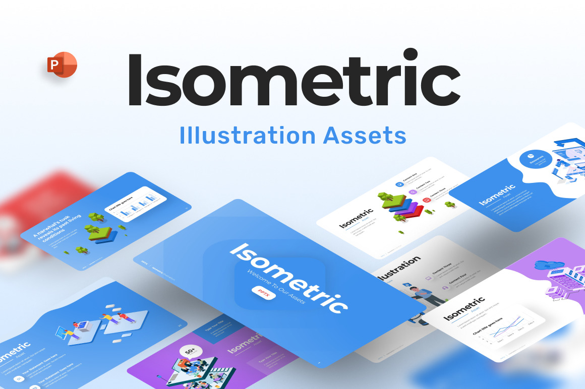 Isometric Illustration PowerPoint Template - TemplateMonster