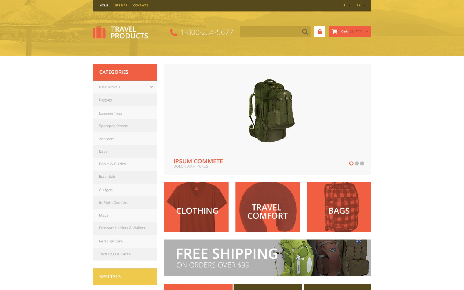 Free Travel Store PrestaShop Template PrestaShop Theme