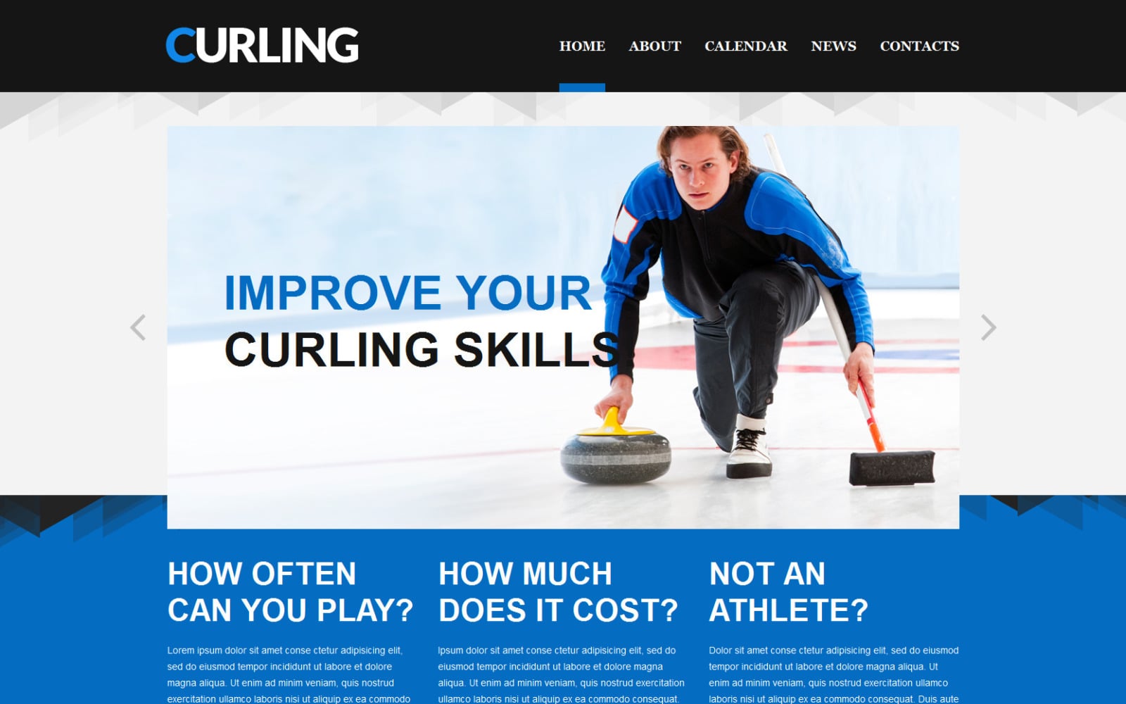 Curling Responsive Website Template #49563 - TemplateMonster