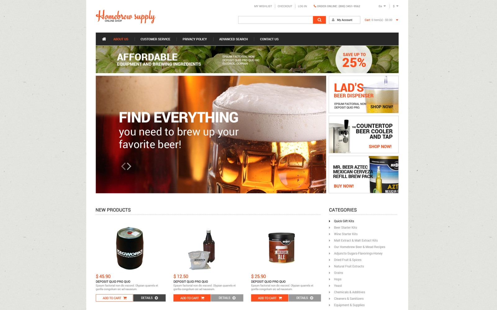Homebrew Supply Shop Magento Theme #49584 - TemplateMonster