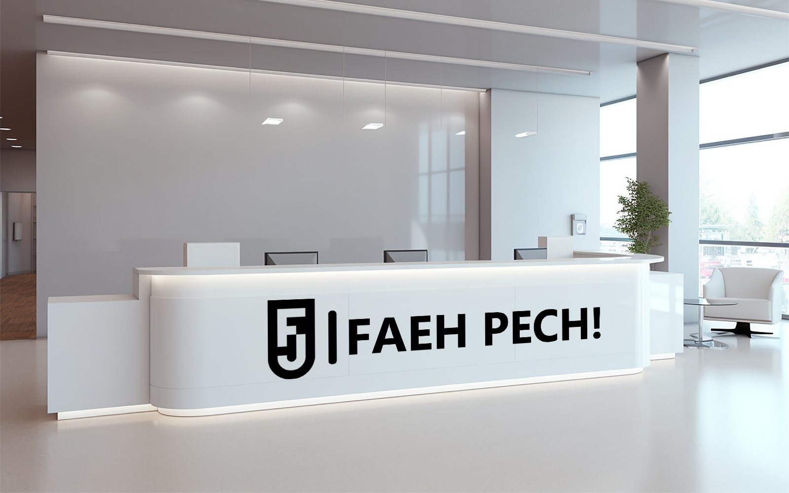 Luxury office reception logo mockup, Luxury office reception mockup