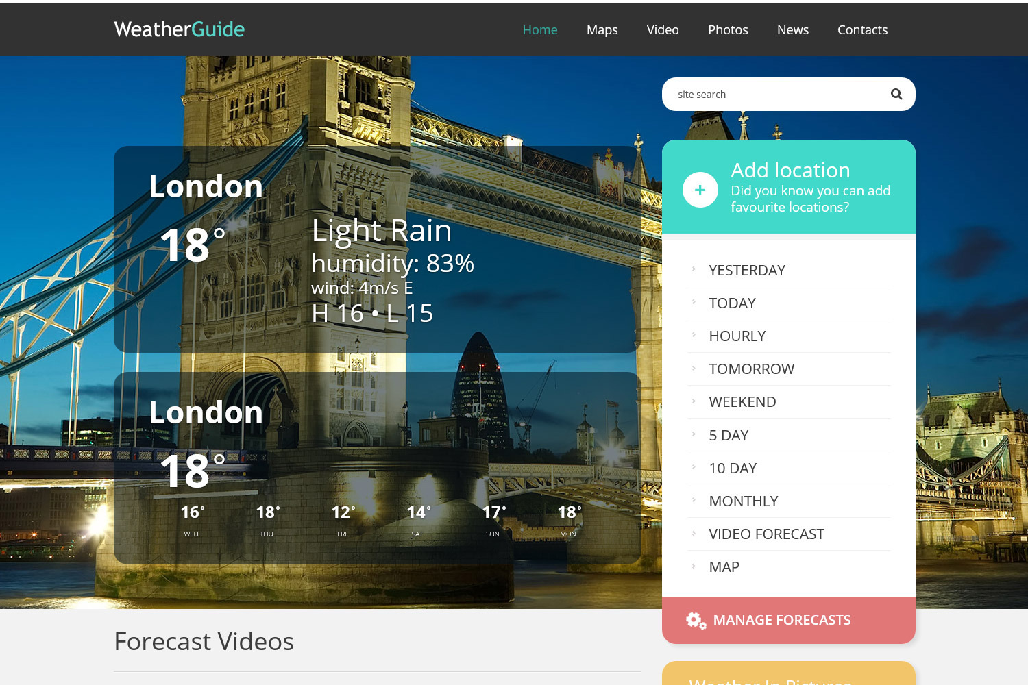 Weather Responsive WordPress Theme #50114 - TemplateMonster